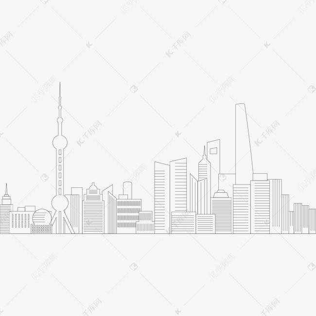 线条上海外滩素材图片免费下载-千库网