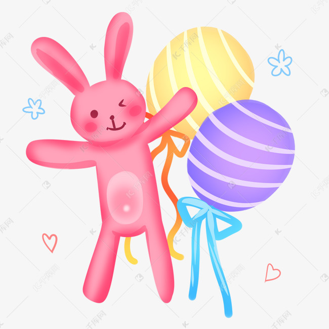 儿童玩具兔子气球素材图片免费下载-千库网