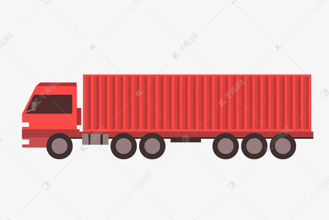 红色集装箱卡车素材图片免费下载-千库网