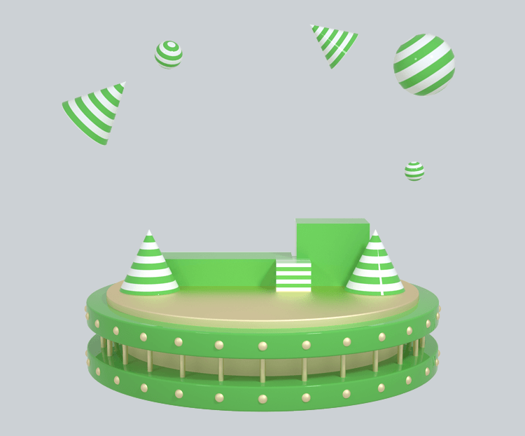 C4D绿金色大气质感电商首页海报舞台免抠图海报模板下载-千库网