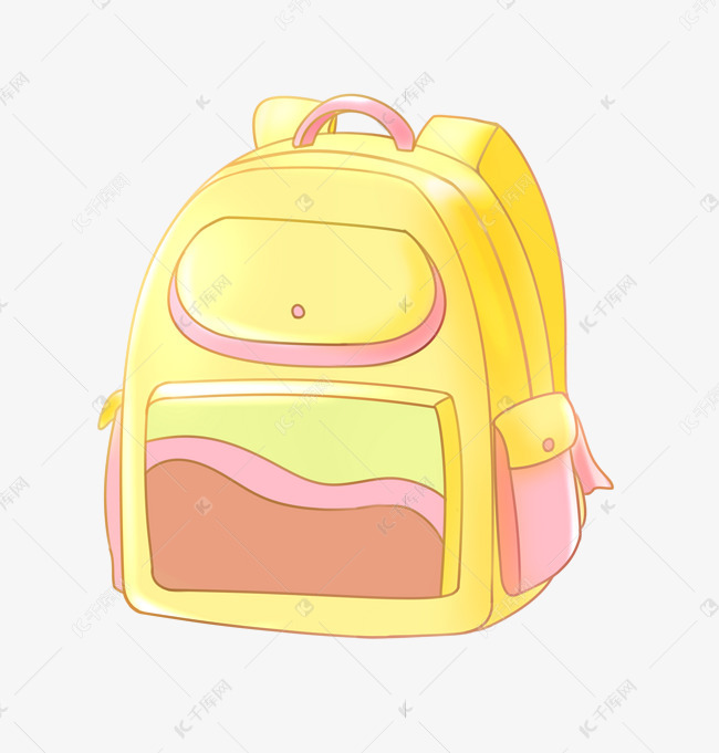 黄色书包手绘卡通png素材图片免费下载-千库网