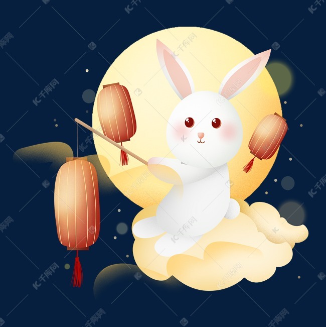 放灯笼的兔子素材图片免费下载-千库网