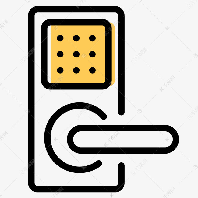 黄色扁平清新家居密码锁图标素材图片免费下载-千库网