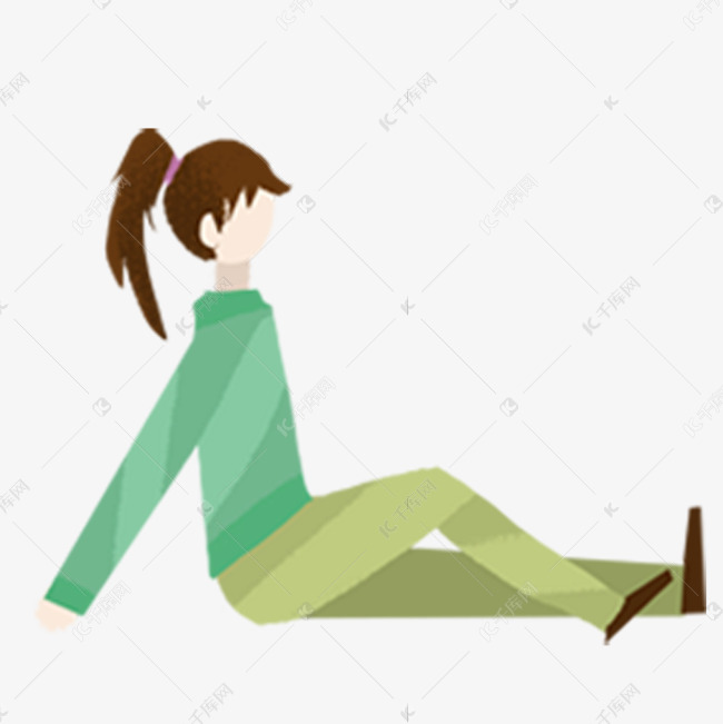 坐着的卡通美女素材图片免费下载-千库网