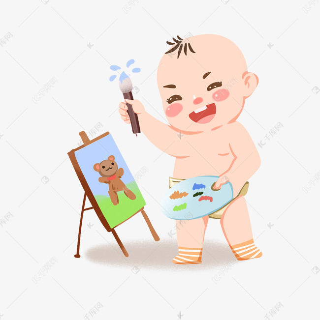 母婴婴儿baby可爱宝宝画画png素材图片免费下载-千库网