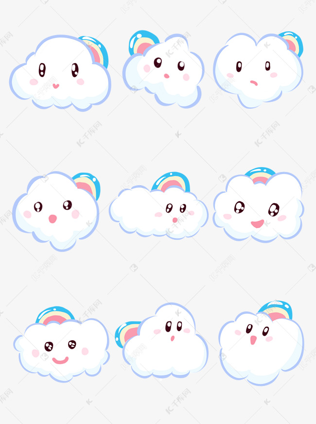 卡通白云手绘可爱卡通云朵素材图片免费下载-千库网