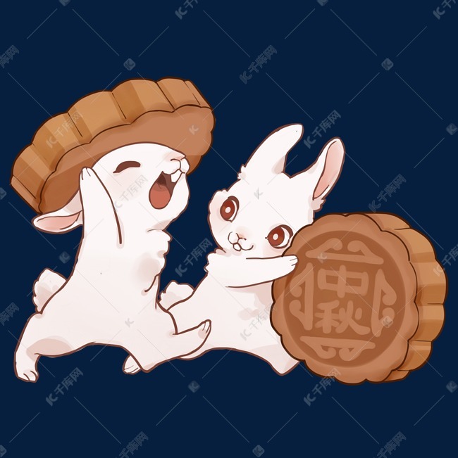 中秋抱着月饼的兔子素材图片免费下载-千库网