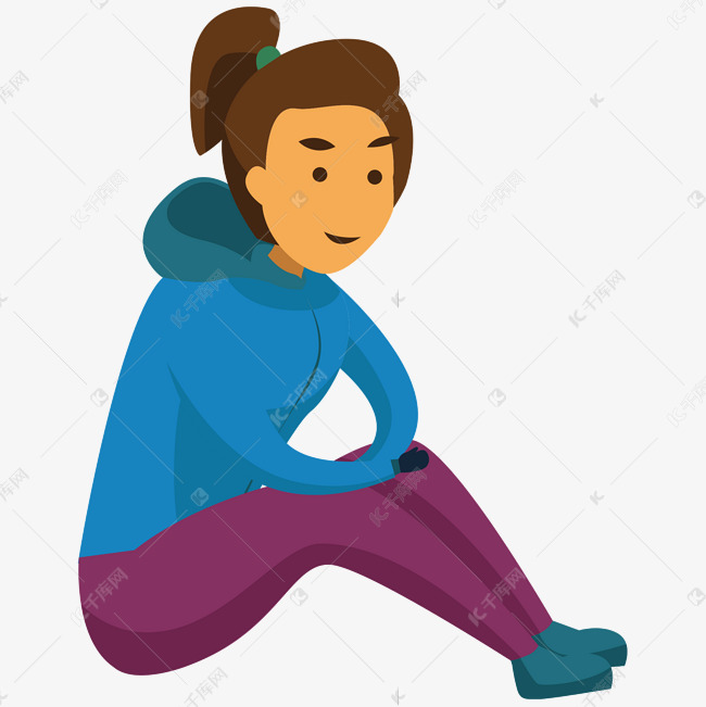 卡通矢量坐着的女孩素材图片免费下载-千库网