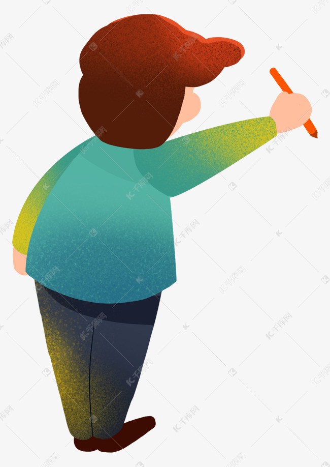 在写字的卡通男孩素材图片免费下载-千库网