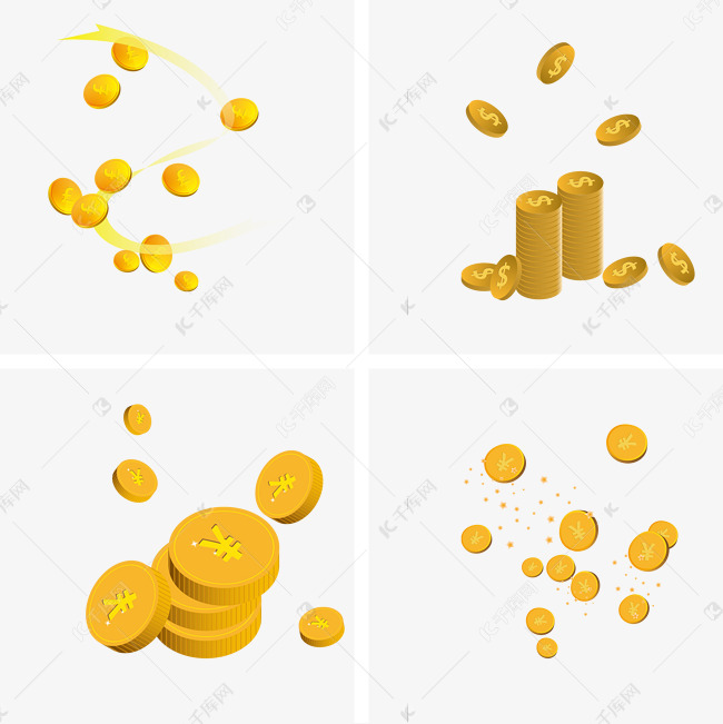 金币漂浮金币雨矢量素材图片免费下载-千库网