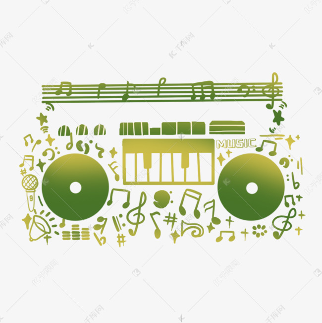 音乐符号装饰收音机素材图片免费下载-千库网