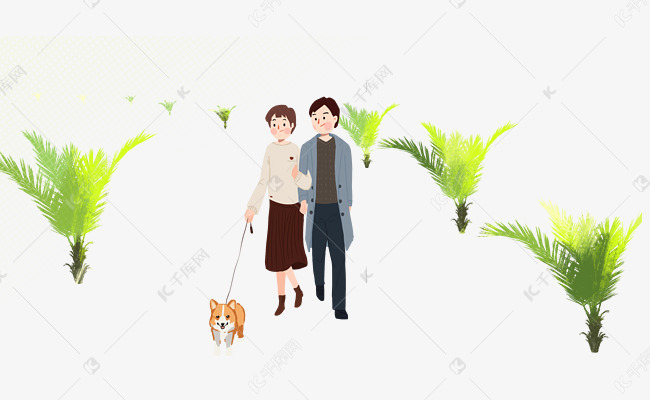 情侣外出散步素材图片免费下载-千库网