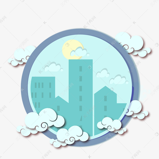 卡通城市云装饰素材图片免费下载-千库网
