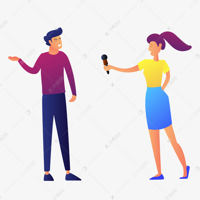 矢量记者采访人物插画素材图片免费下载-千库网