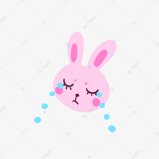 哭泣的粉色兔子素材图片免费下载-千库网