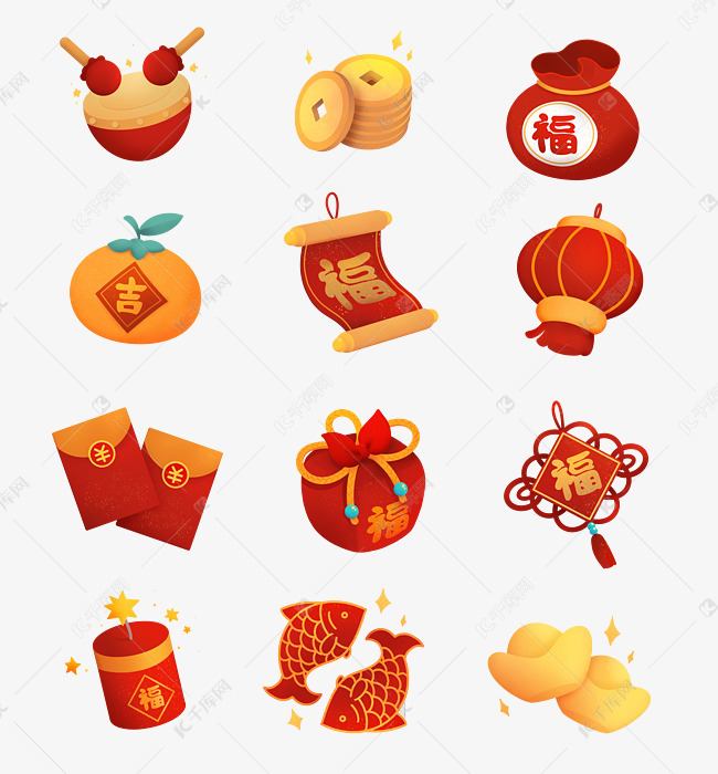 过年春节新年图标素材图片免费下载-千库网