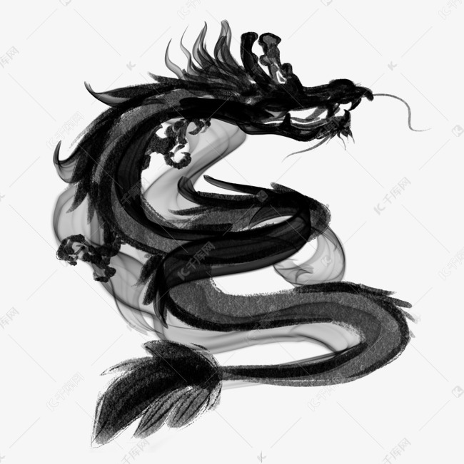 毛笔画水墨龙素材图片免费下载-千库网