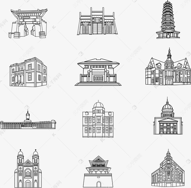 建筑群AI素材图片免费下载-千库网