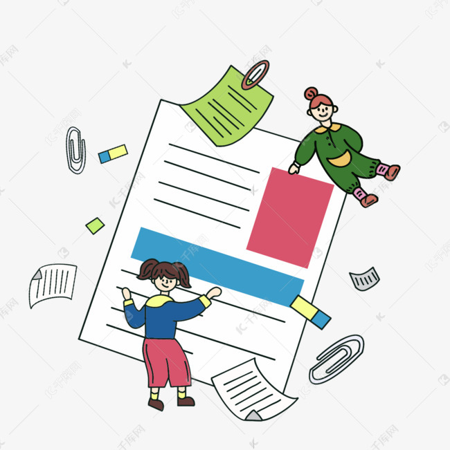 卡通手绘儿童节学习论文插图素材图片免费下载-千库网