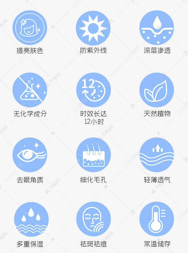蓝色护肤美肤功能图标素材图片免费下载 千库网