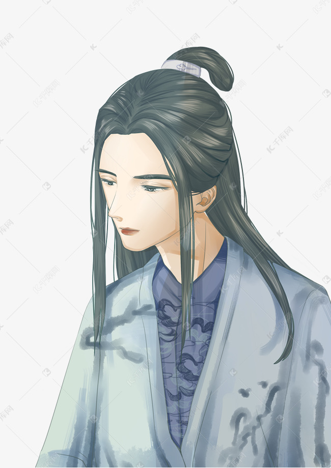 清秀男子古风蓝色素材图片免费下载-千库网