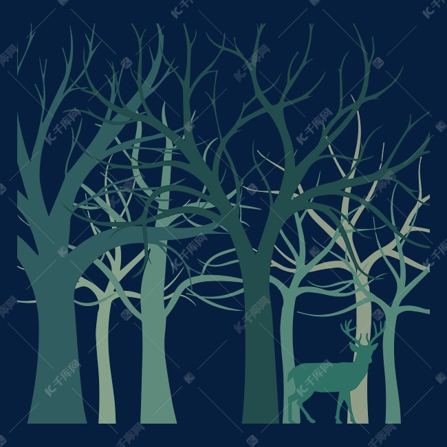 树林剪影麋鹿素材图片免费下载-千库网