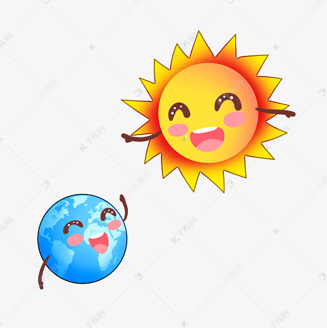 可爱拟人太阳地球自转素材图片免费下载 千库网 