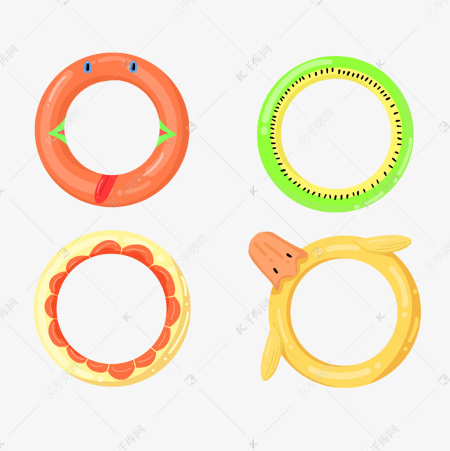 动物植物卡通风格游泳圈素材图片免费下载-千库网