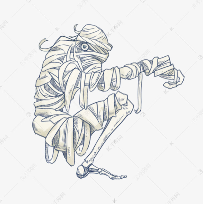 万圣节手绘插画木乃伊素材图片免费下载-千库网