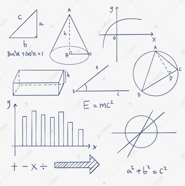 蓝色学校教育数学信息图素材图片免费下载-千库网