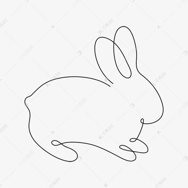line draw 抽象简约兔子连续线条画素材图片免费下载-千库网