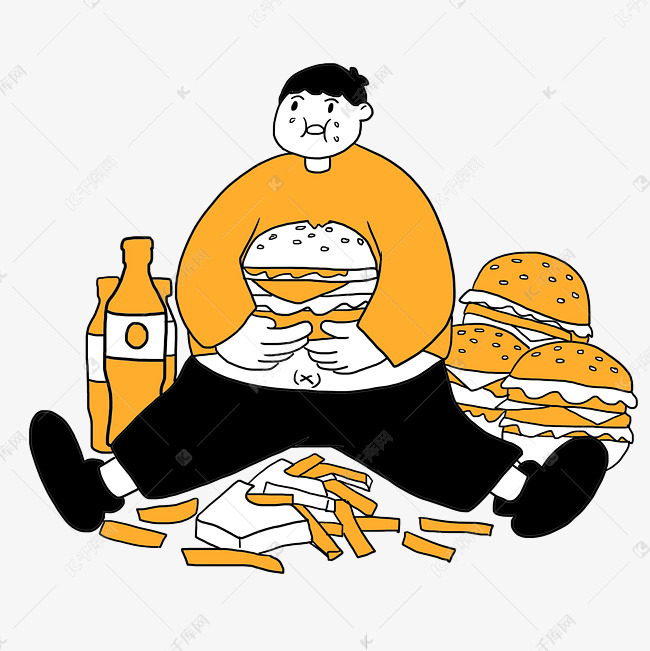 暴饮暴食男生汉堡包素材图片免费下载-千库网