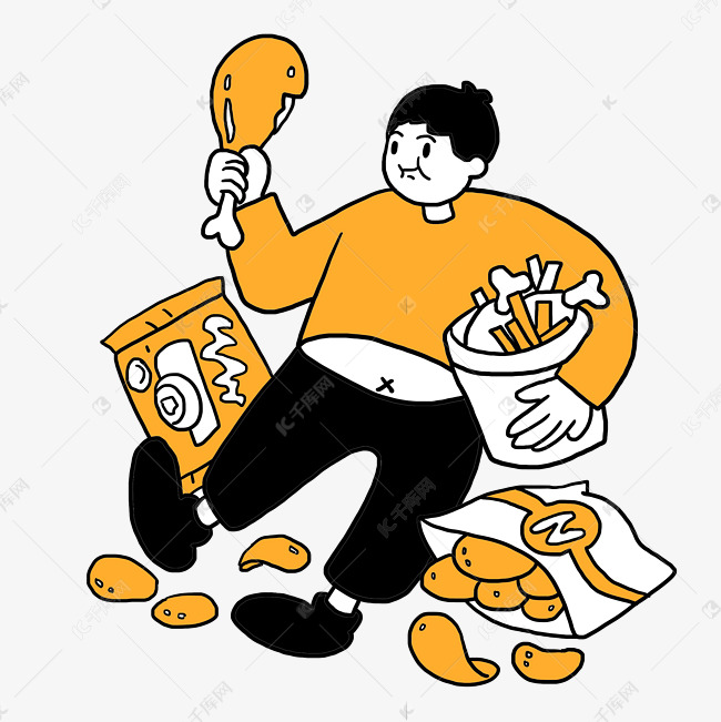 暴饮暴食男士鸡腿素材图片免费下载-千库网