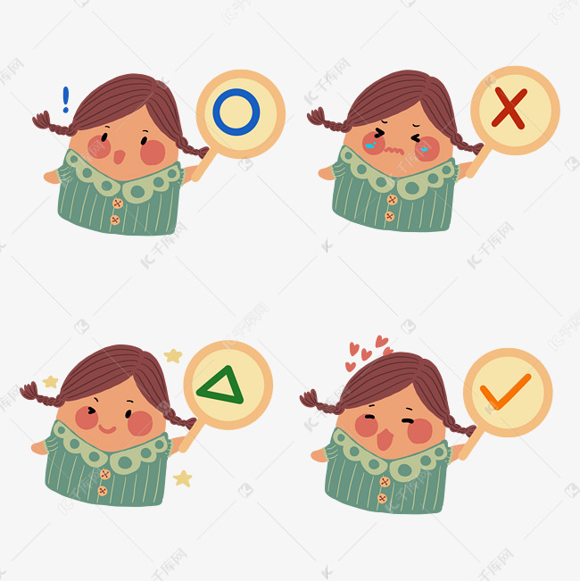 女孩评价手举符号素材图片免费下载-千库网