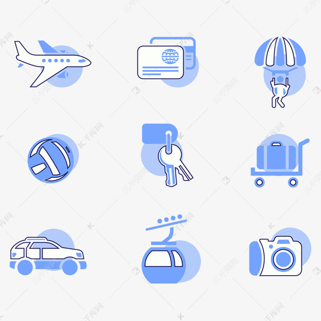 简约旅游旅行时尚图标icon合集素材图片免费下载-千库网