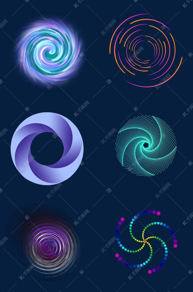 炫彩圆形旋涡套图素材图片免费下载-千库网