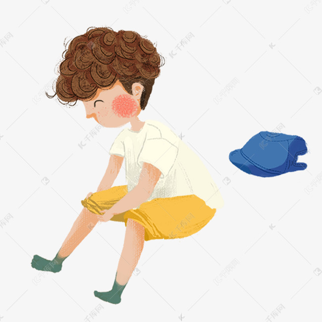 夏天小暑男孩挽裤腿素材图片免费下载-千库网