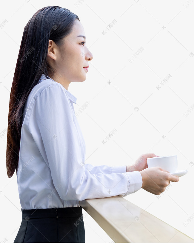 白领女性拿着咖啡侧脸素材图片免费下载 千库网