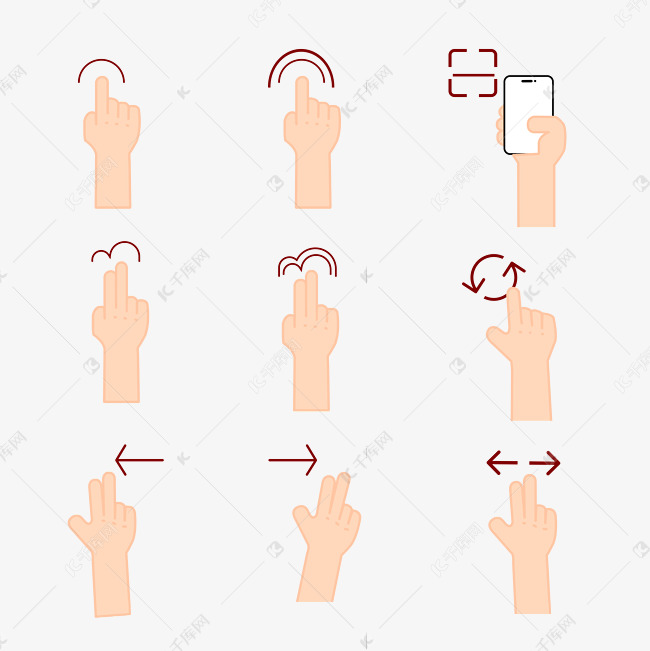 手势操作指引套图素材图片免费下载-千库网