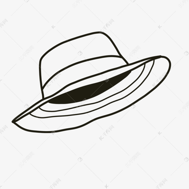 保护头部遮阳帽子剪贴画黑白素材图片免费下载-千库网
