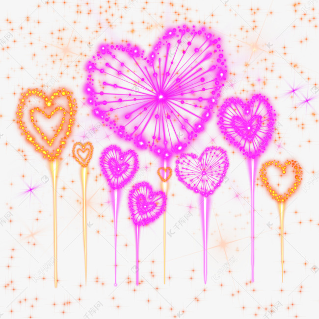 爱心构成的抽象烟花组合素材图片免费下载-千库网