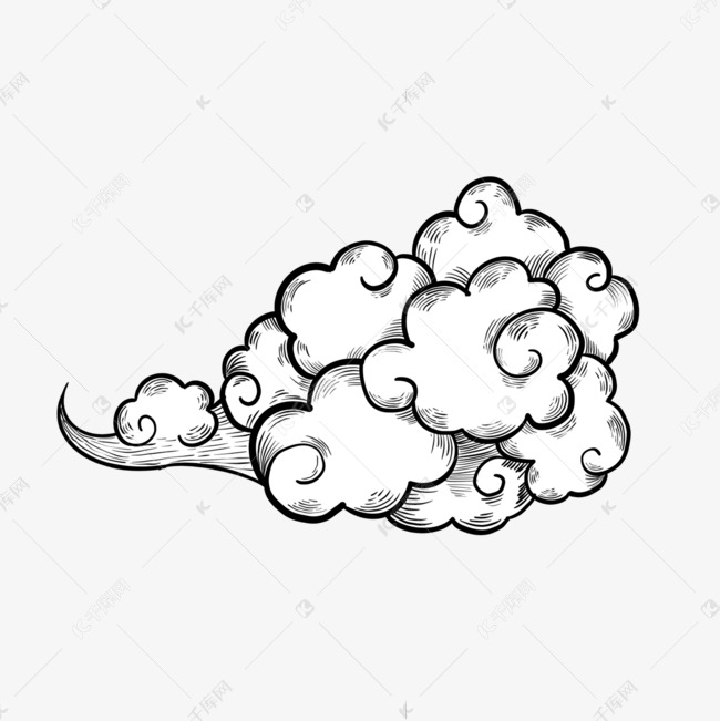 黑白线条中国风格云素材图片免费下载-千库网