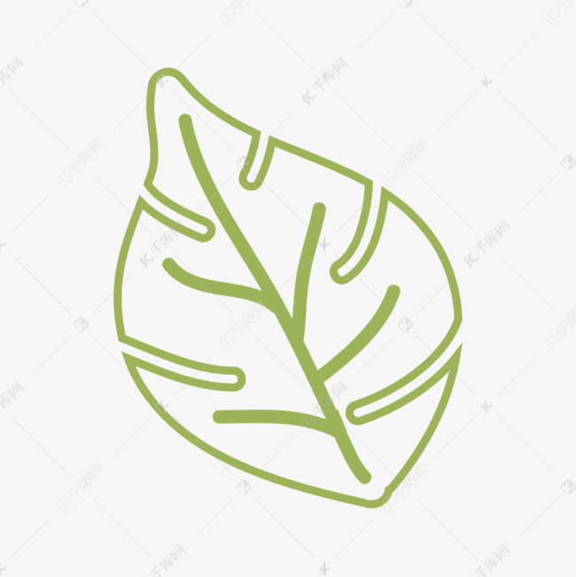 绿色简约线条树叶涂鸦素材图片免费下载-千库网