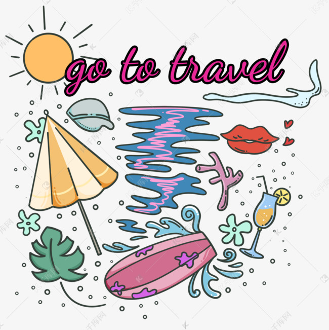 度假鲜艳旅行旅游组合海面素材图片免费下载-千库网
