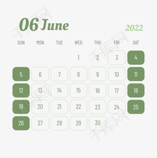 2022年六月月历素材图片免费下载-千库网