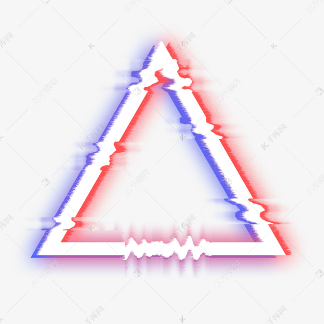 信号失真的三角形霓虹故障风格几何边框素材图片免费下载-千库网