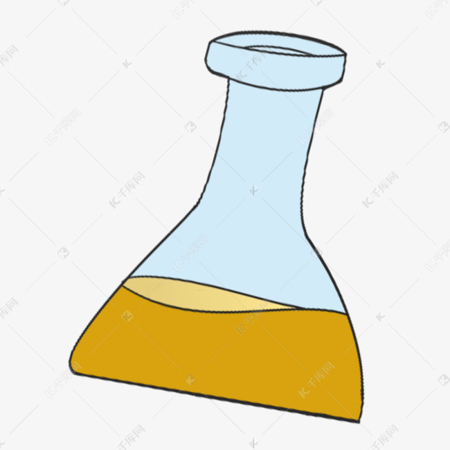 科学教育元素手绘黄色液体量杯素材图片免费下载-千库网