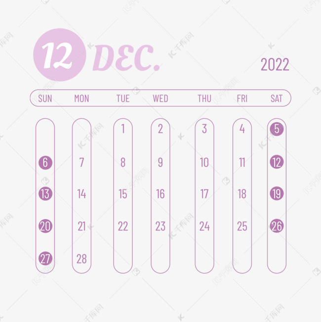 2022年12月月历桌面台历素材图片免费下载-千库网