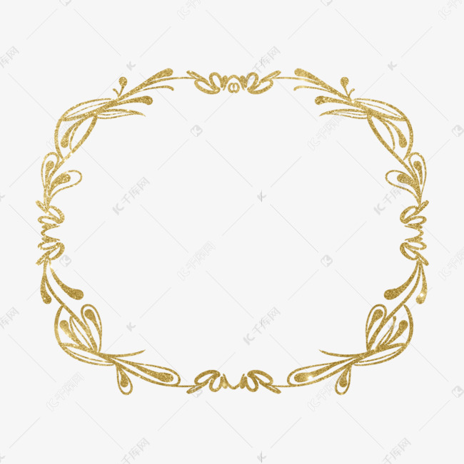 精美金色线稿植物边框素材图片免费下载-千库网