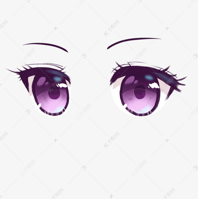 动漫人物女孩紫色眼睛眉毛素材图片免费下载-千库网